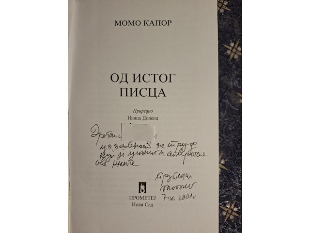 M. Kapor - Od istog...,Novi Sad, 2001. Posveta!