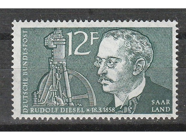 Saarland - Rudolf Diesel, diesel engine - 1958 - MNH