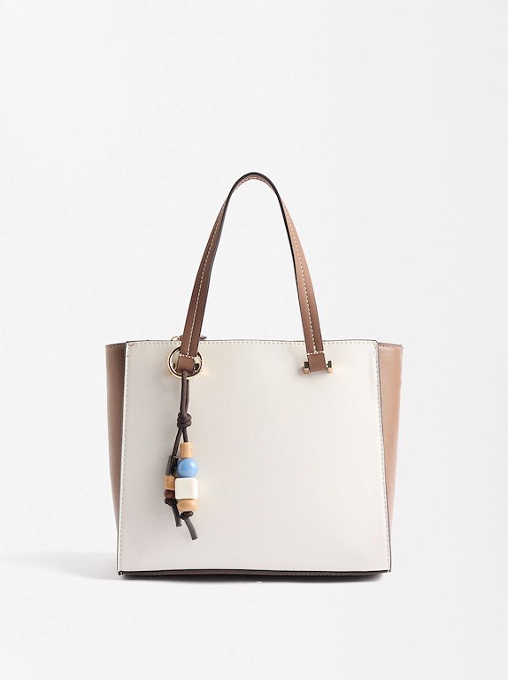 Color Block Tote Bag With Pendant