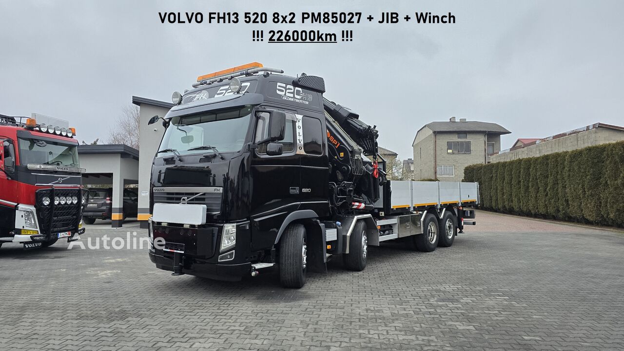 Volvo FH13 520 8x2 CRANE PM85 + JIB 28m + Winch kamion s ravnom platformom