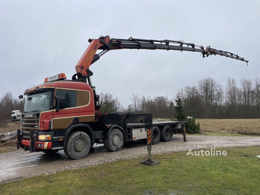 Scania P124 420 8x4 Palfinger 72002 JIB2007 kamion s ravnom platformom