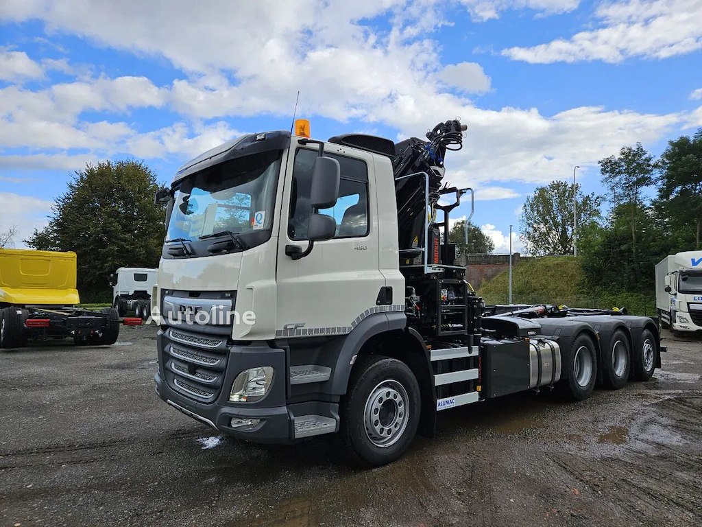 DAF CF 450 FAW 8x4 + Container hook MULTILIFT 22T + Crane HIAB X-HYP kamion rol kiper