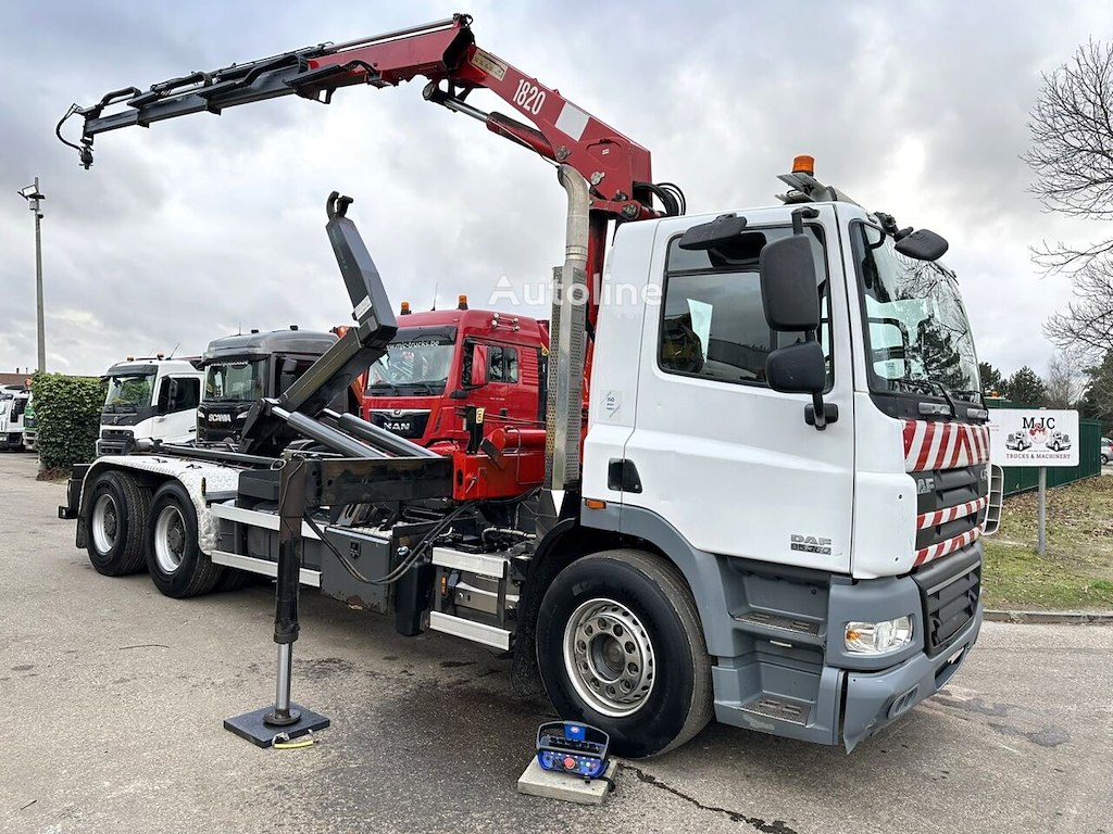 DAF CF 85.360 6x4 HOOKLIFT WAF 20T + CRANE HMF 1820 K3 - MANUAL ZF - kamion rol kiper