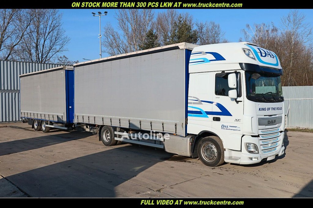 DAF XF 410, EURO 6+TRAILER, 120 m3, 38 PALLETS, TOP kamion sa klizna zavesa cerada + prikolica sa kliznom ceradom