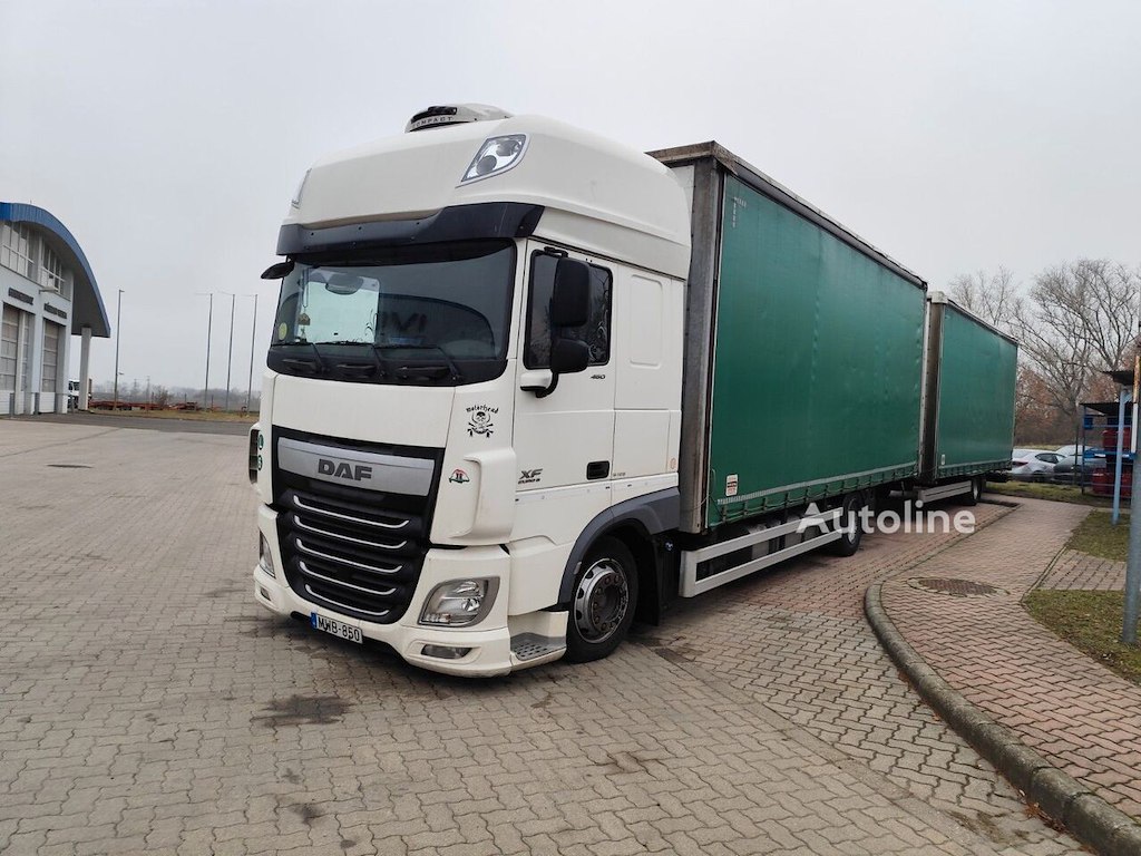 DAF XF460 kamion sa klizna zavesa cerada + prikolica sa kliznom ceradom