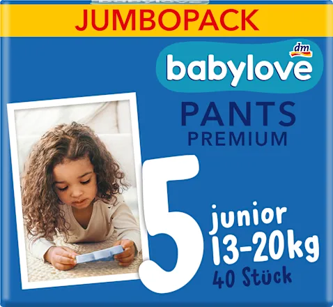 babylove
JUMBOPACK PREMIUM pelene gaćice junior, veličina 5 (13-20kg), 40 kom