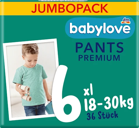 babylove
JUMBOPACK PREMIUM pelene gaćice xl, veličina 6 (18-30kg), 36 kom