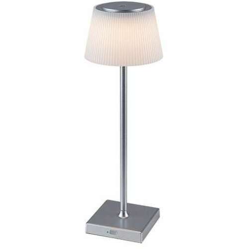 RABALUX Taena, stona lampa srebrna 4W 200lm-330lm, 3000-5000K, H38cm IP45