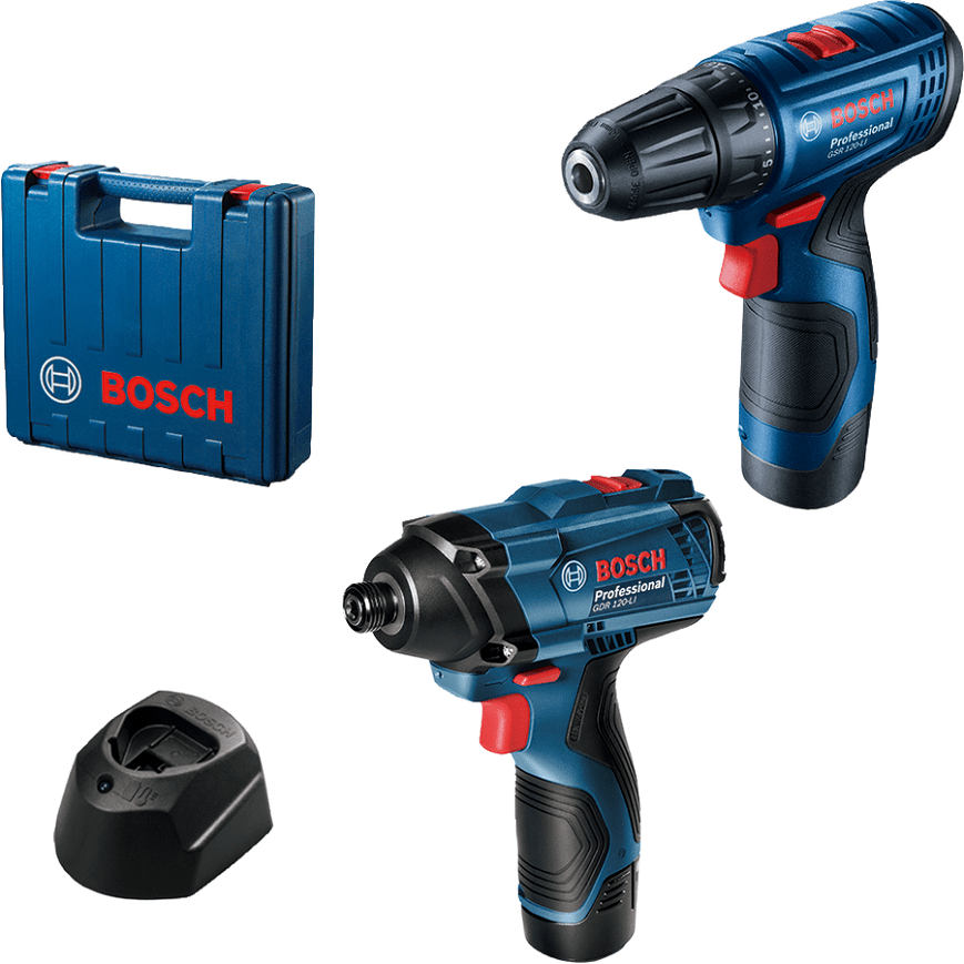 Bosch Aku bušilica-odvrtač GSR 120-Li + Aku udarni odvrtač GDR 120-Li + 2x2.0Ah, Profesionalni set alata