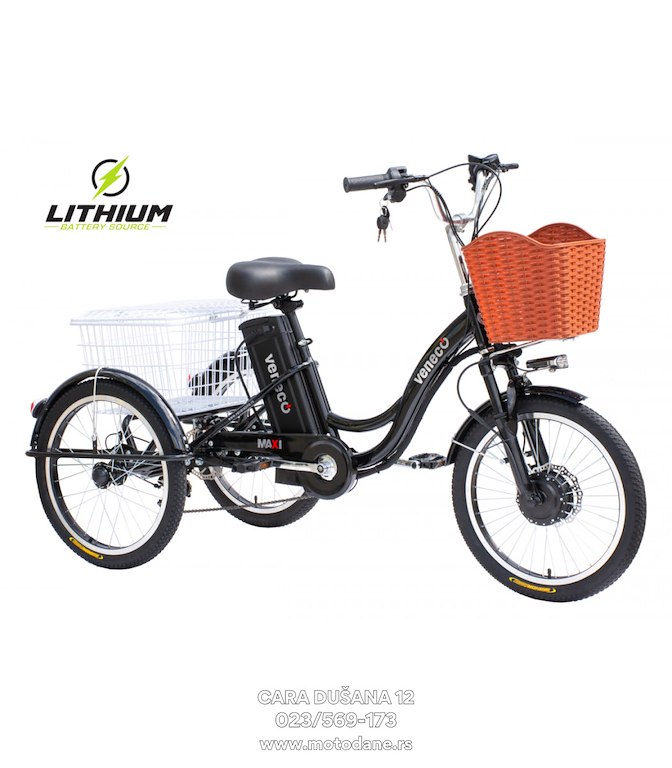 Električni tricikl 20'' MAXI 250W 36V 10Ah lithium crni