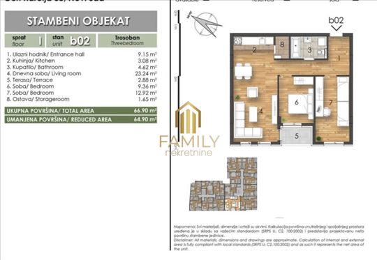 Trosoban stan, 66m², izgrađen 2023. – Odlična loka