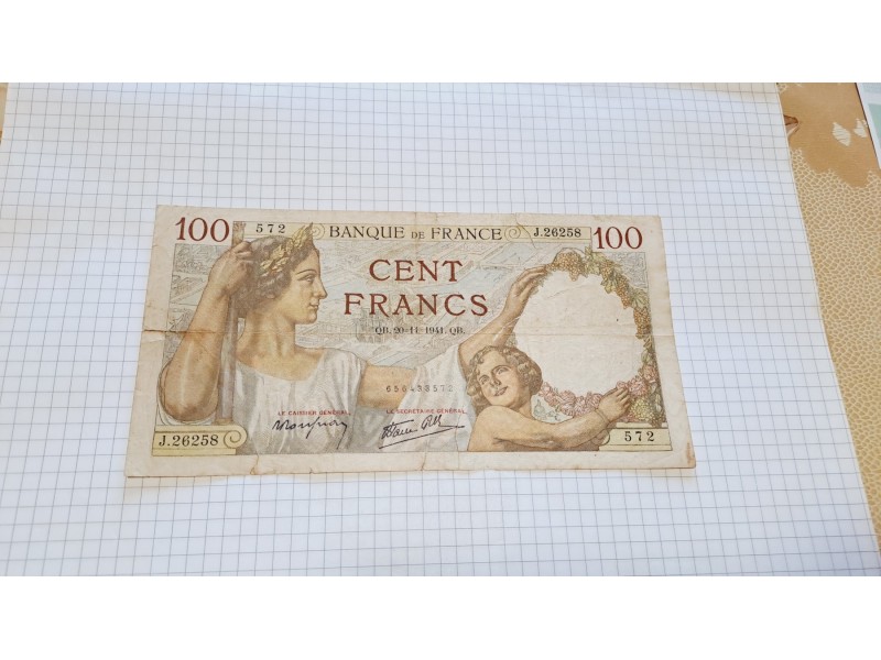 FRANCUSKA 100 FRANCS 1941 GODINA