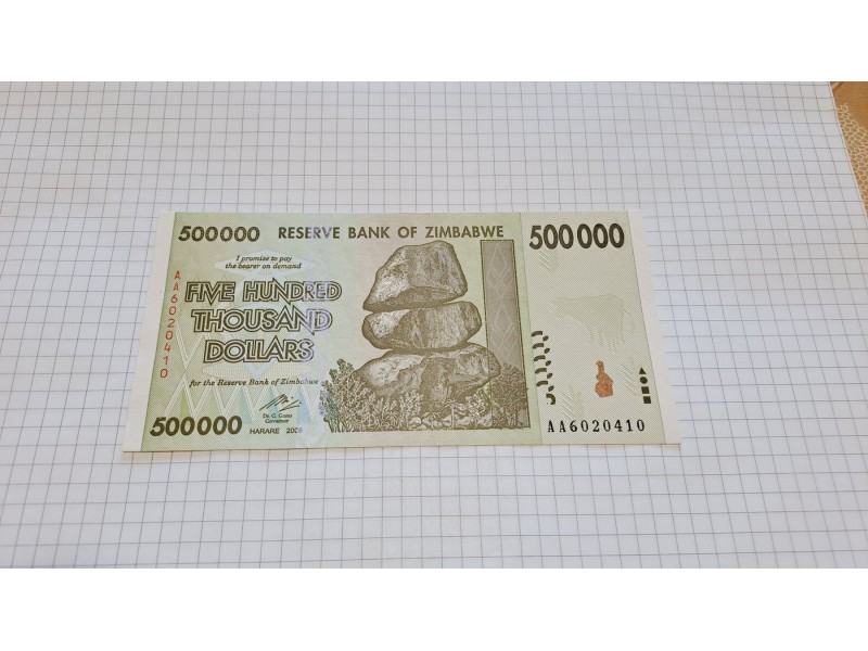 ZIMBABWE 500.000 DOLLARS 2008 GODINA