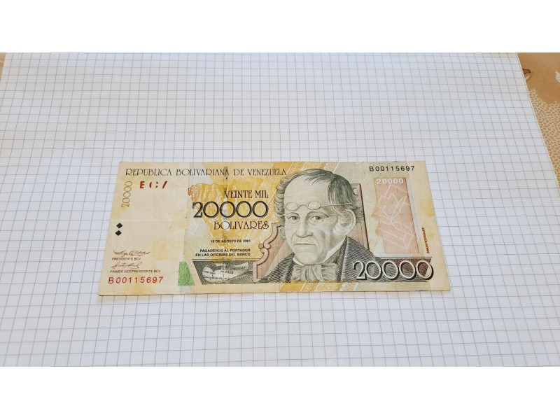 VENECUELA 20000 BOLIVARES 2001 GODINA