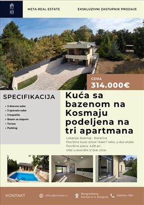 Kuća podeljena na tri stambene jedinice - Kosmaj