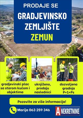 Prodaje se gradjevinsko zemljište ZEMUN