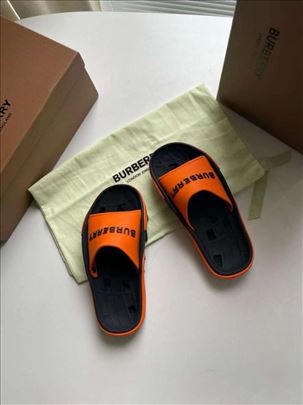 Burberry Orange & Black Bucklow Slides