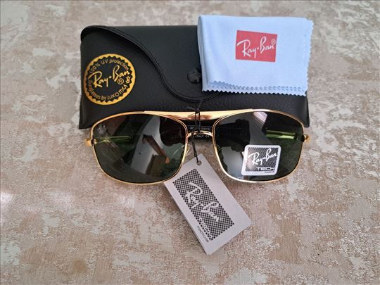 Ray Ban sunčane naočare crno staklo i zlatni ram