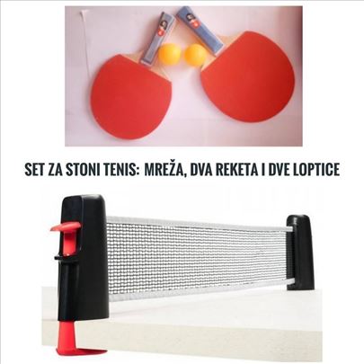 Set za stoni tenis, Mreža, 2 reketa i dve loptice