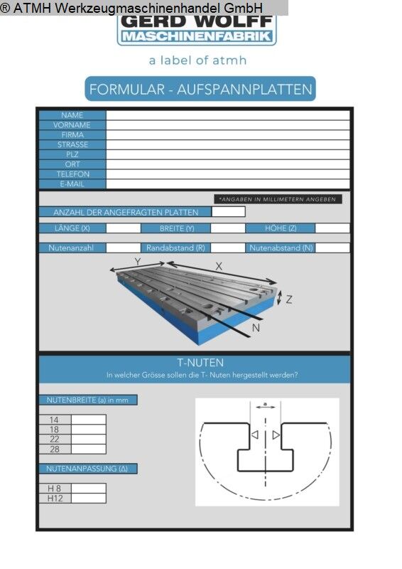 ATMH 2000 x 1000 x 600mm stezni element za mašine za obradu metala