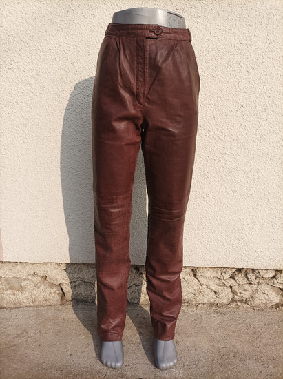 Ženske Vintage Braon Pantalone od Prave Kože S