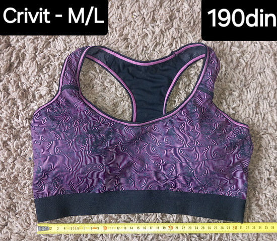 Crivit sportski grudnjak top crno roze boje M/L