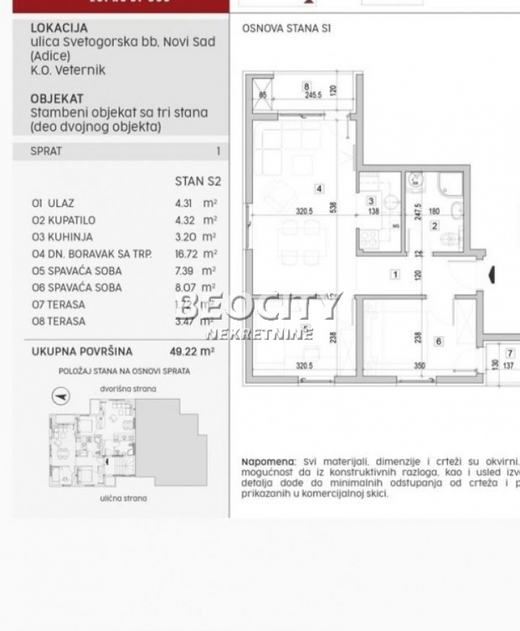 Novi Sad, Adice, Svetogorska, 2. 5, 50m2, 87500EUR