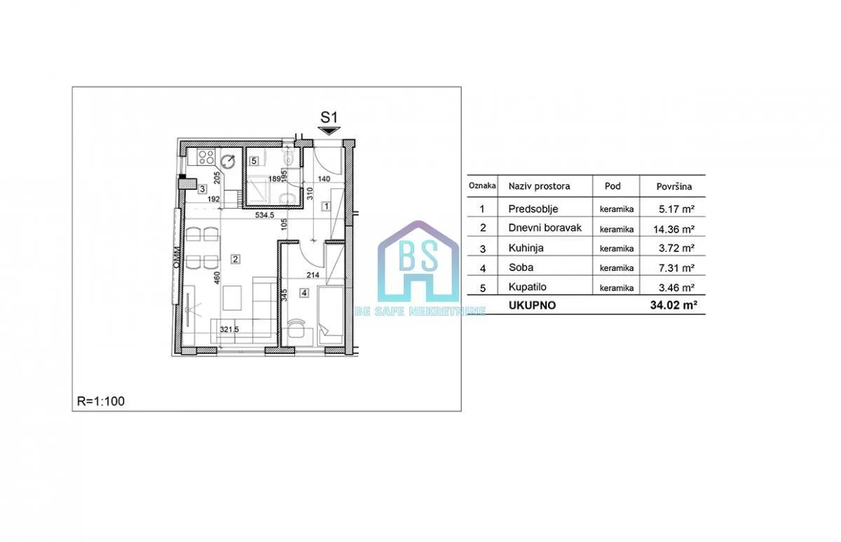 Prodaja, jednosoban stan, 34m2, Rotkvarija, Novi Sad, Novi Sad