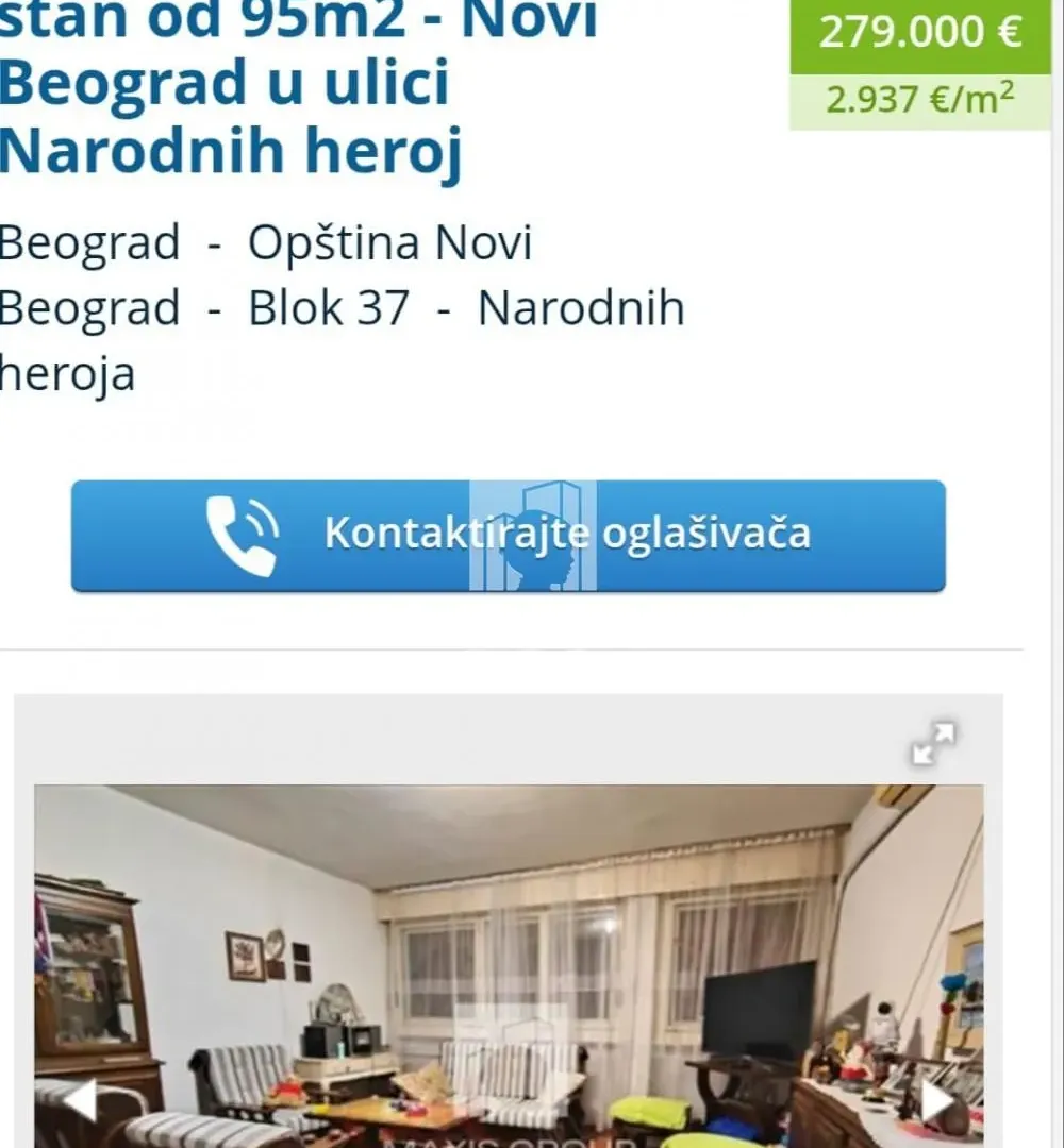 Prodaja, četvorosoban stan, 95m2, Novi Beograd Blok 37, Novi Beograd, Beograd