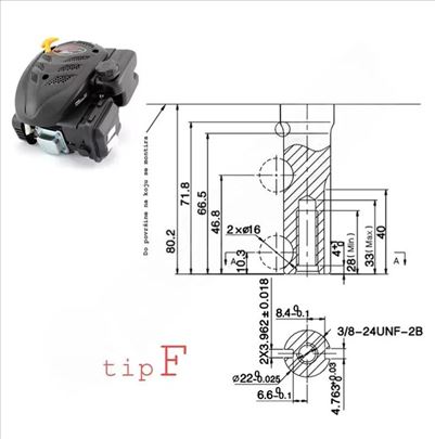 Motor ugradni za kosilice Loncin LC1P65FE-F 139 cm