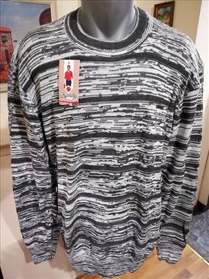 Novi muški džemper Mustafa sivo-beli 2xl