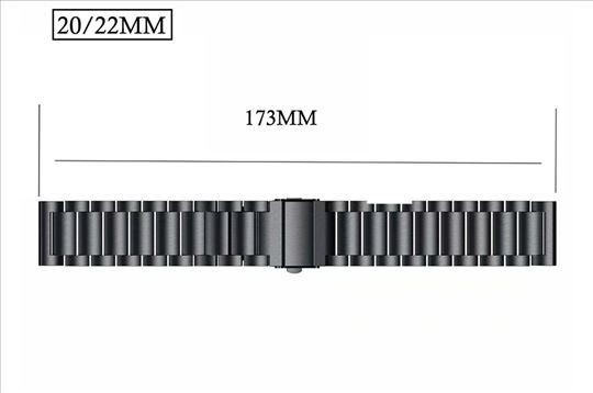 Narukvica 22mm crna/siva