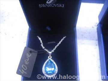 Swarovski ogrlica veliki plavi kamen