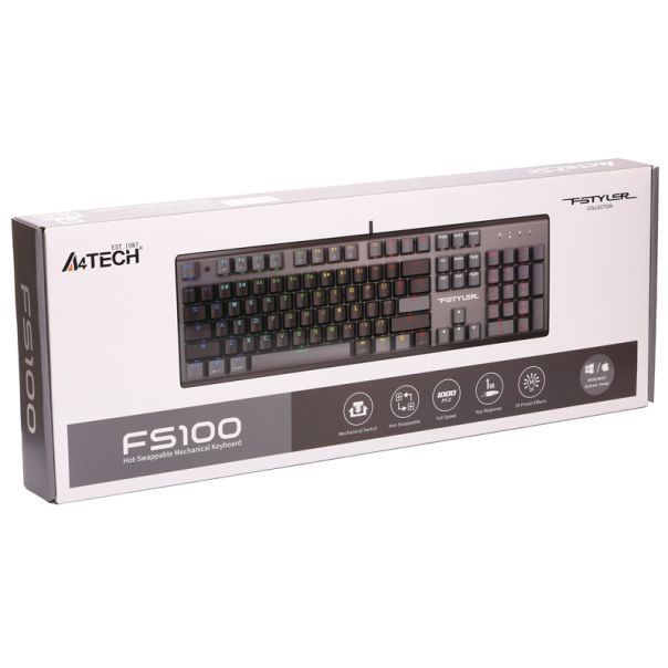 A4 TECH Žična tastatura US FS100 FSTYLER USB, crna