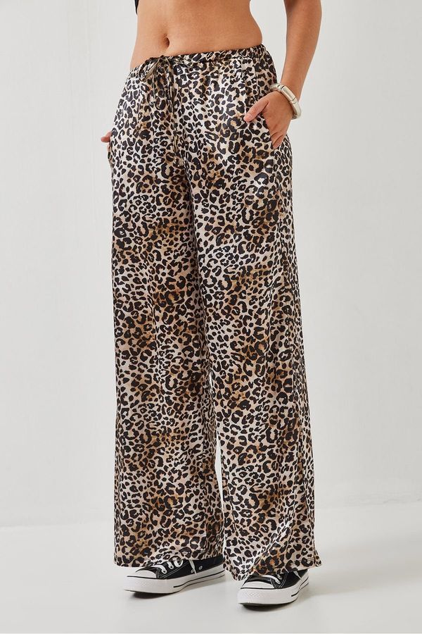 BIANCO LUCCI WOMEN'S LEOPARD PRINT ELASTIC WAIST TROUSERS