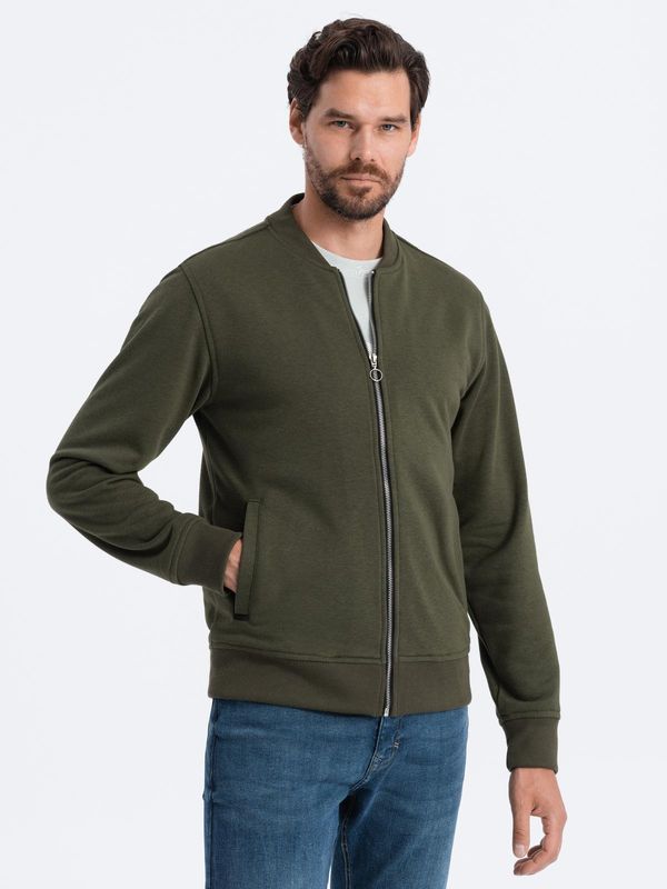 OMBRE COTTON UNBUTTONED MEN'S SWEATSHIRT BOMBER - KHAKI