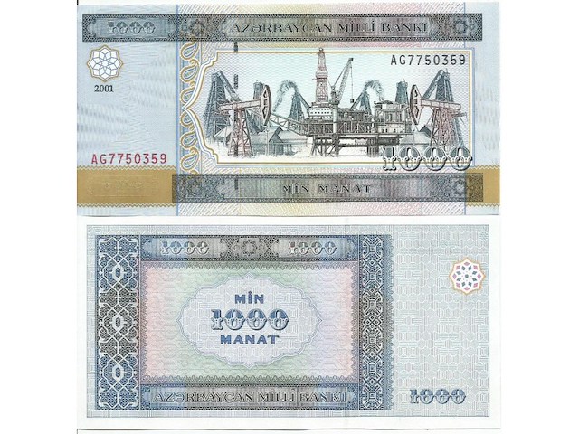 Azerbejdžan AZERBAIJAN 1000 manat 2001. UNC