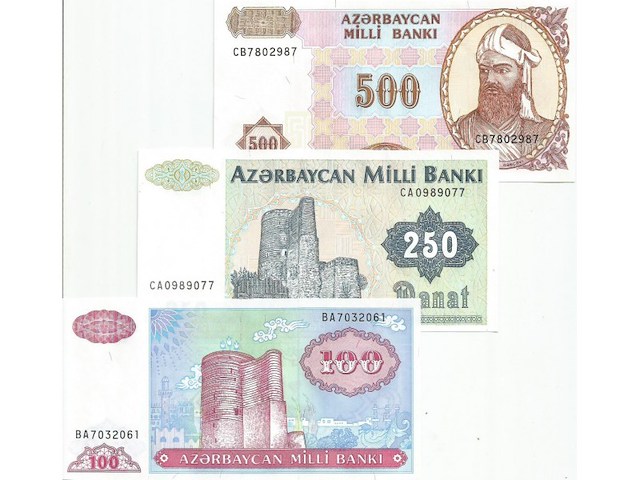 Azerbejdžan AZERBAIJAN  100 - 250 - 500 manat 1993. UNC