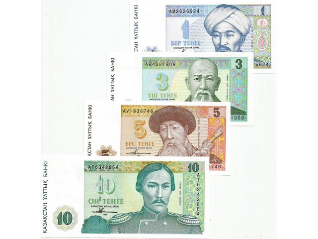 Kazakhstan 1 - 3 - 5 - 10 tenge 1993. UNC