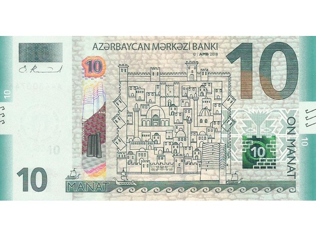 Azerbejdžan AZERBAIJAN 10 manat 2018. UNC