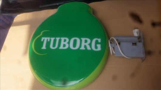 Svetleća Tuborg reklama - Riba metal drvo- rog