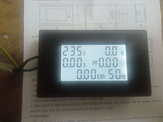 Voltmetar / Ampermetar multi AC 80-260V, 0-5A