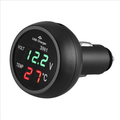 Voltmetar 3u1 za auto kamion voltmetar termometar