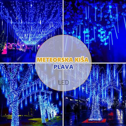 Praznicna meteorska LED kisa 8 stapica plava boja