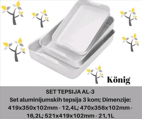 Set aluminijumskih tepsija Al3