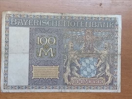 100 rajshmarakaiz, bavarian bank 1922_