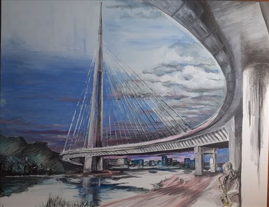 VELIKI POPUST, Beograd, most, platno, 80 x 100 cm