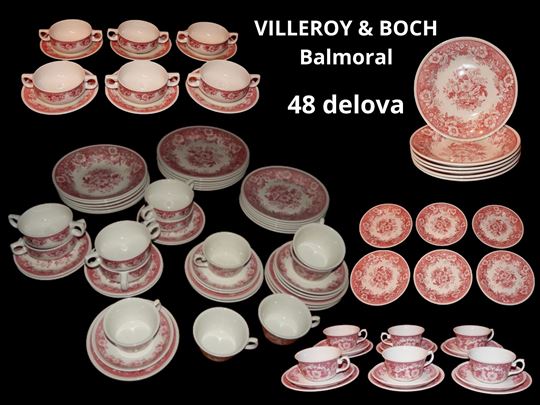 VILLEROY & BOCH, crveni Balmoral za 6 osoba, retko