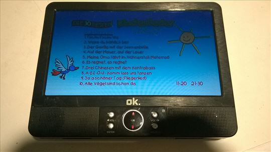 9 inča Baterija 3h Xvid+DVD player OK 12 volti