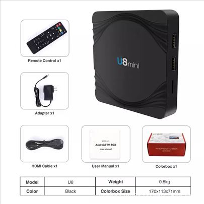 Android TV Box U8 1GB+8GB Android 9.0 4K Tv Box